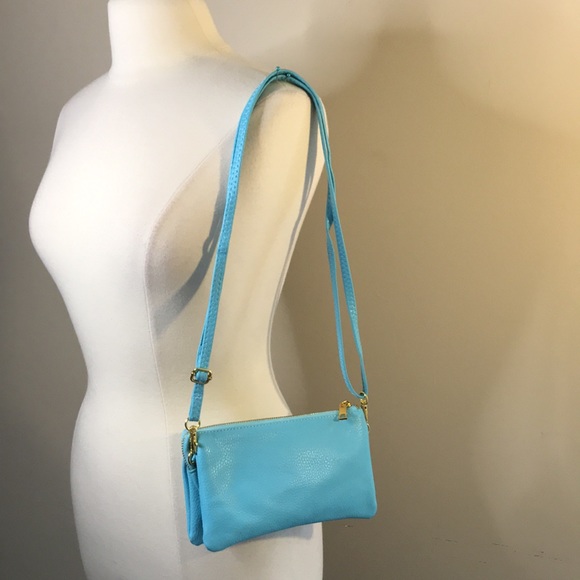 Bags | Crossbody Turquoise Blue Bag Zipper Top Opens To Lots Of Storage ...